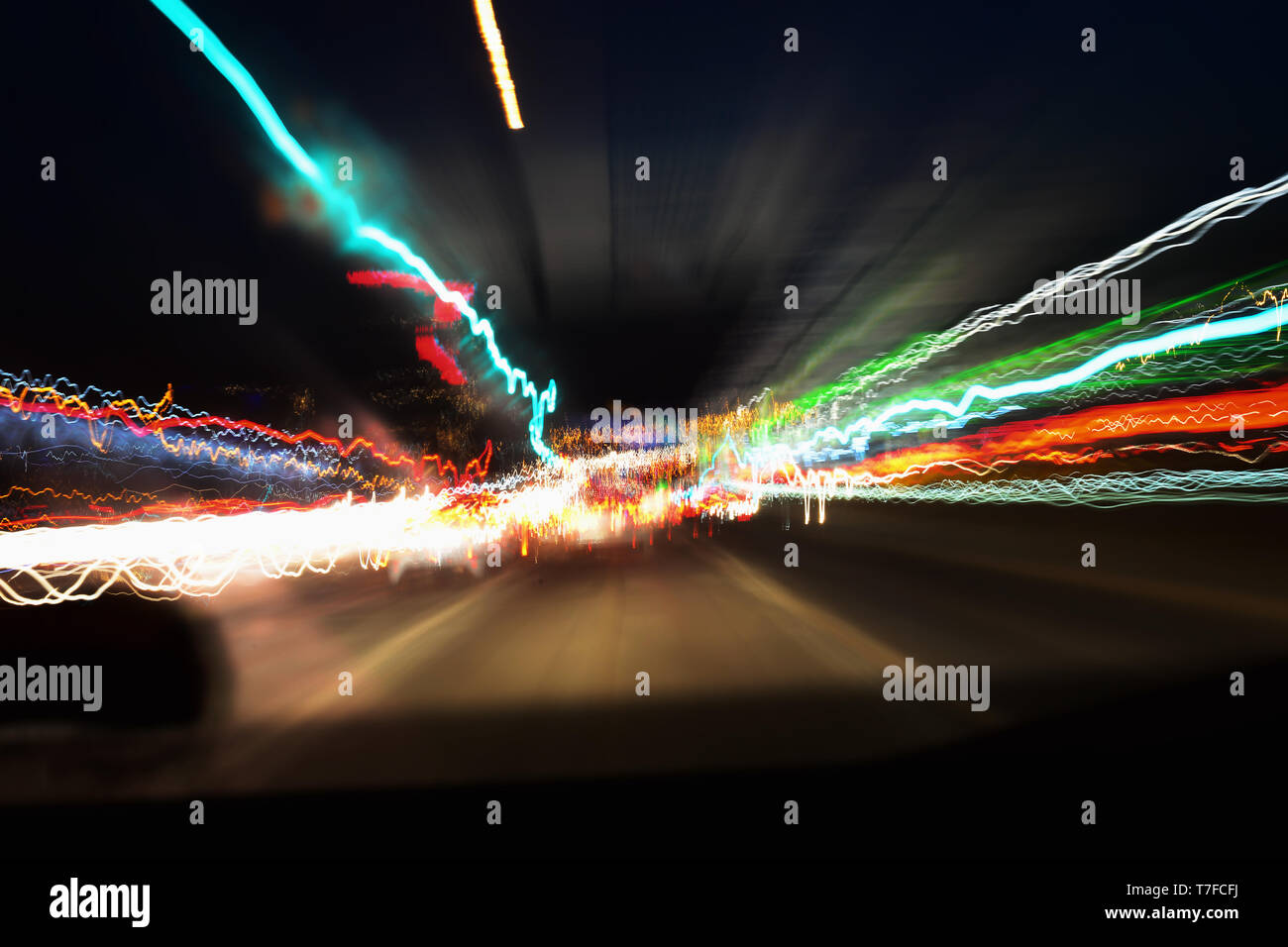 Light painting long exposure on the road Stock Photo - Alamy