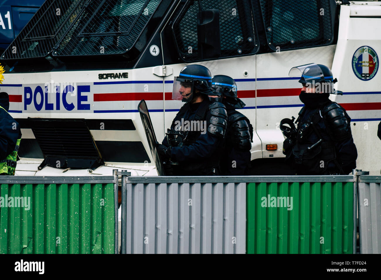 Paris France May 04, 2019 View of a riot squad of the French National ...