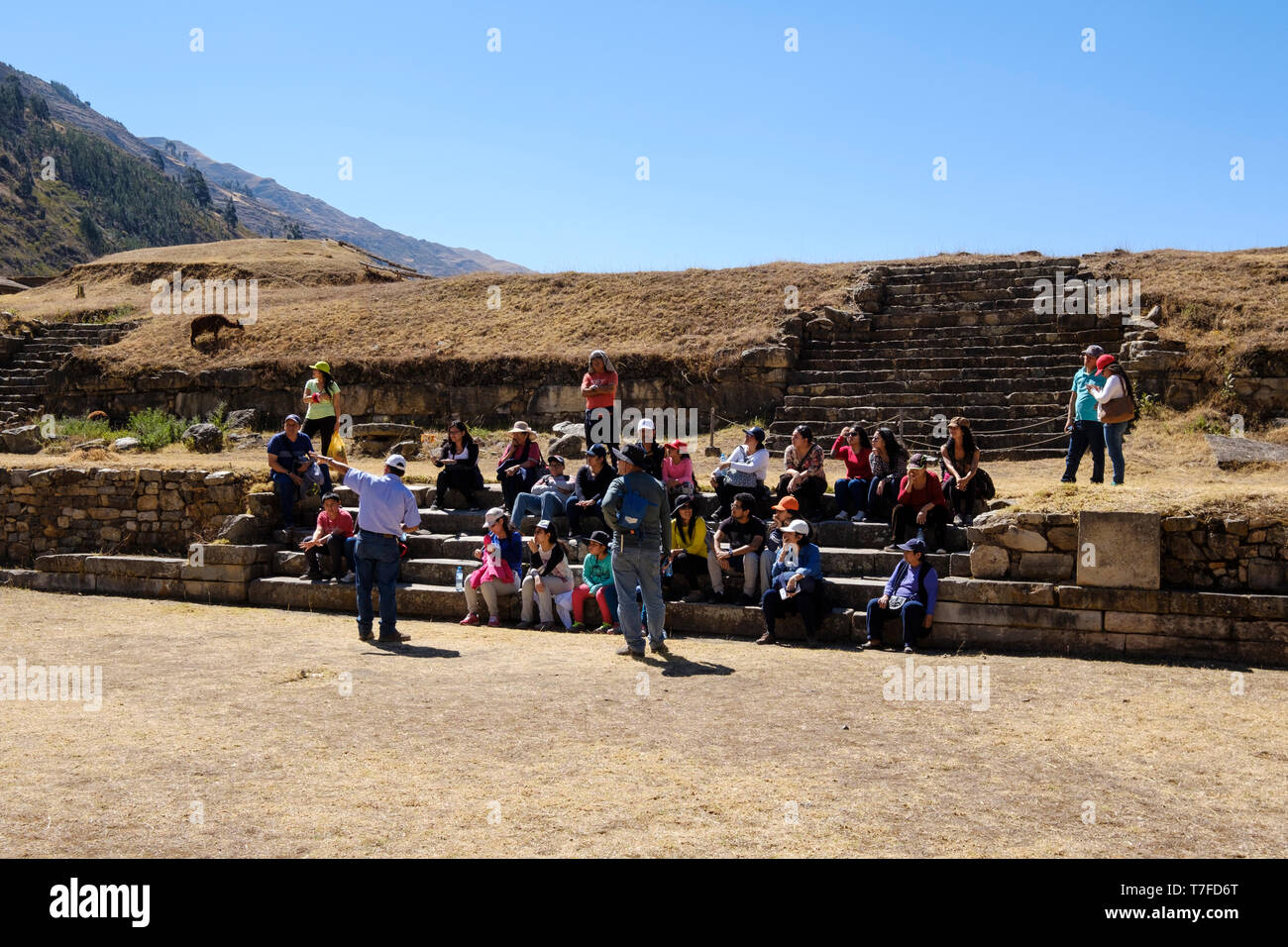 Guided tour on the Main Square of the archeological site of Chavín de ...