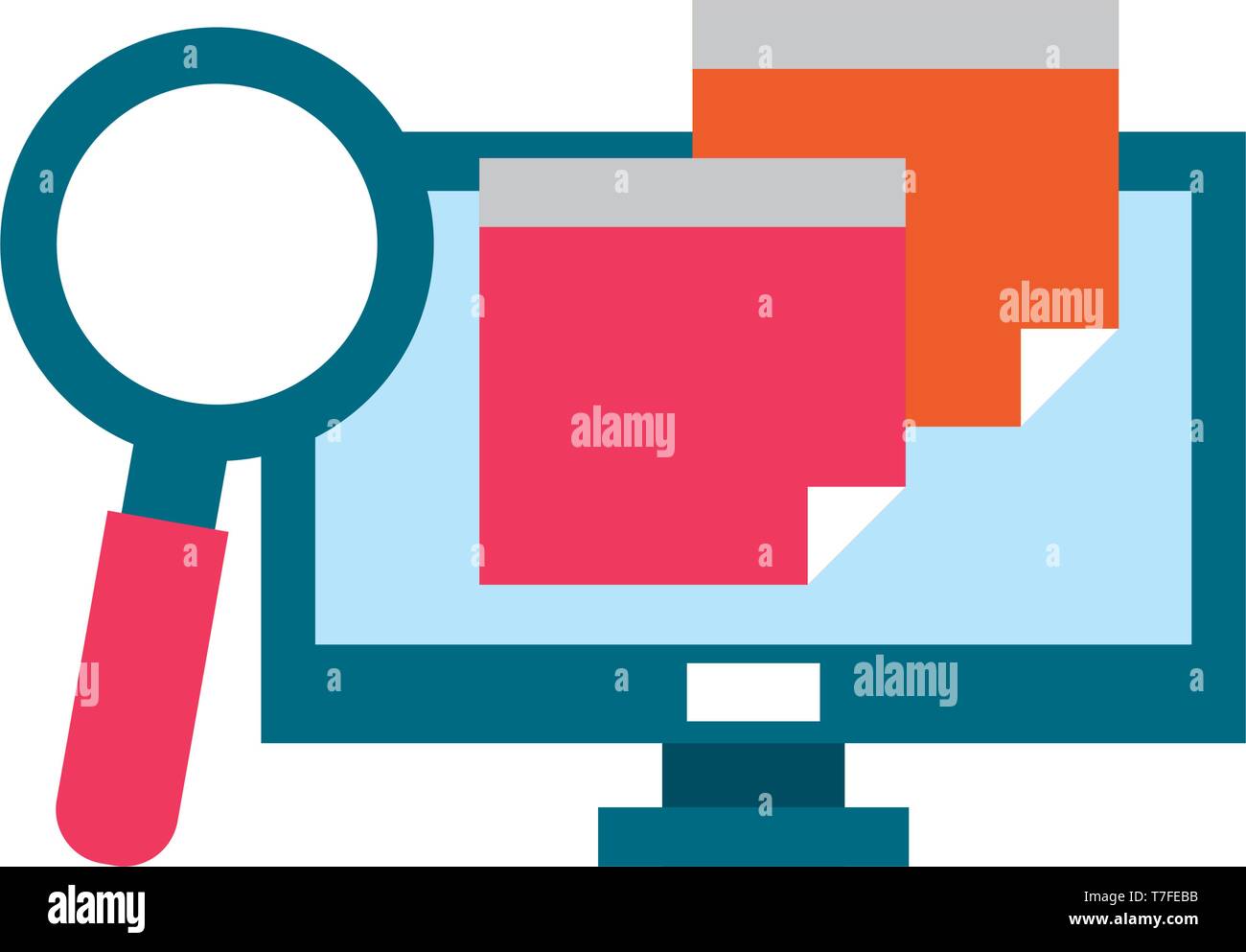 computer with magnifying glass Stock Vector Image & Art - Alamy