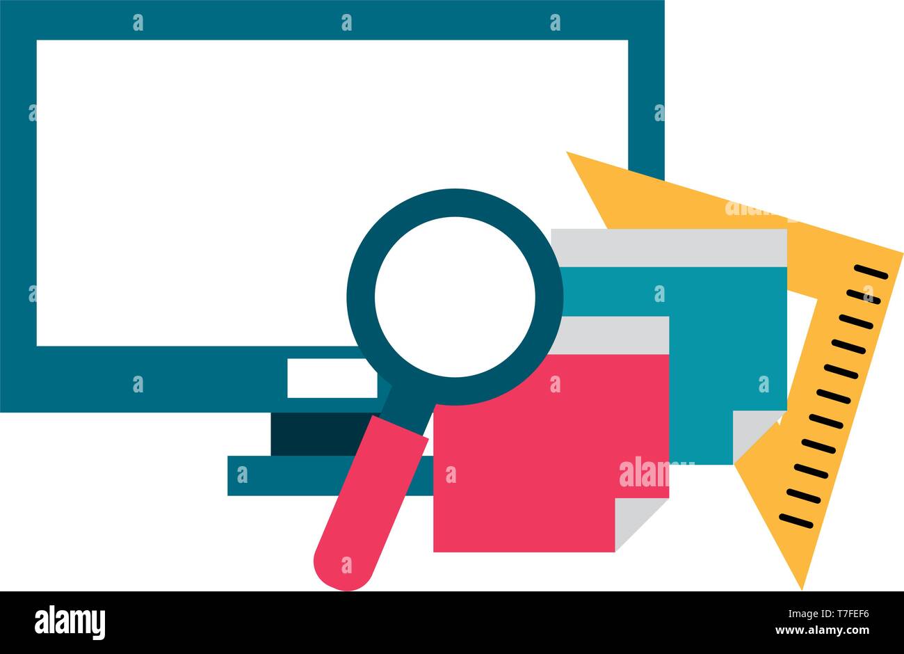 computer with magnifying glass Stock Vector Image & Art - Alamy