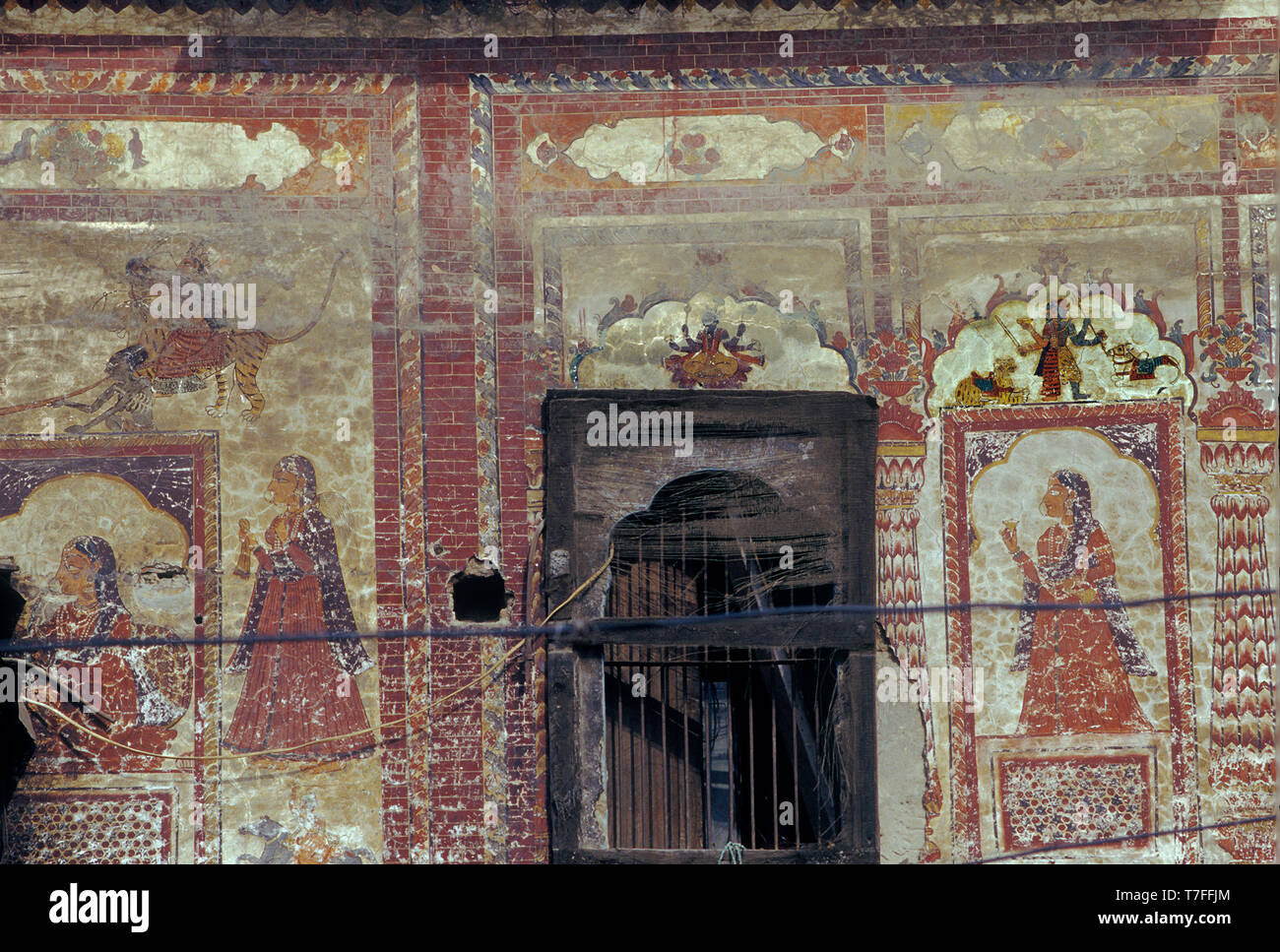 04-Nov-2002- painted traditional old house wall uttarakhand INDIA Stock ...