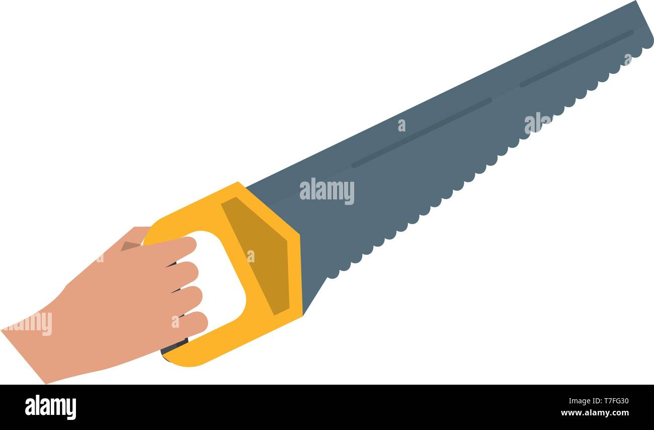 Hand with saw construction tool Stock Vector Image & Art - Alamy