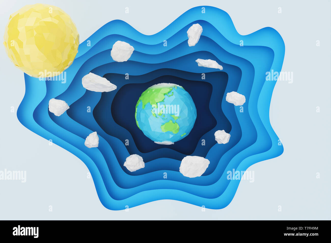 Abstract paper cut background with Earth concept. Paper carving effect ...