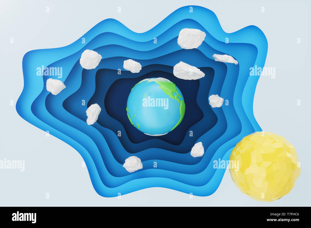 Abstract paper cut background with Earth concept. Paper carving effect ...