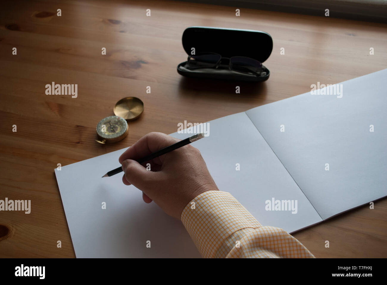 Man working at office. Male hand with the pen close up. Concept of ...