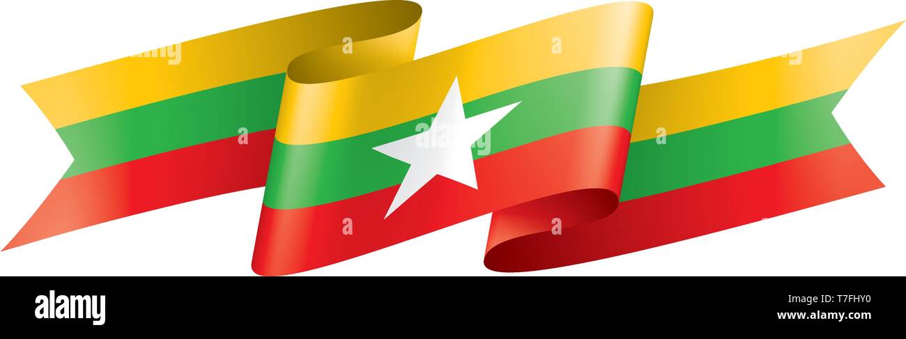 Myanmar flag, vector illustration on a white background Stock Vector ...