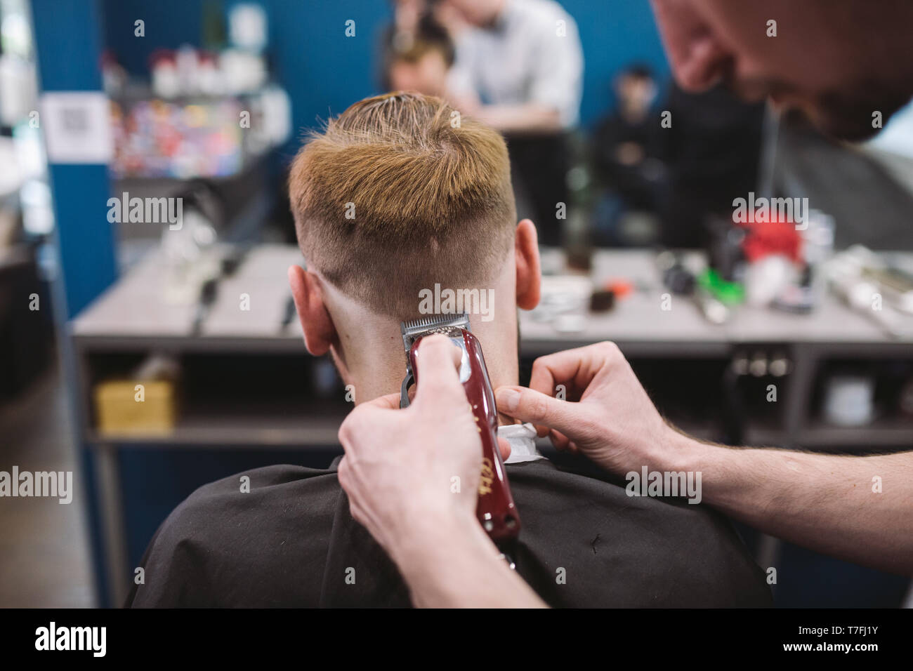 Inside busy barber shop hi-res stock photography and images - Alamy