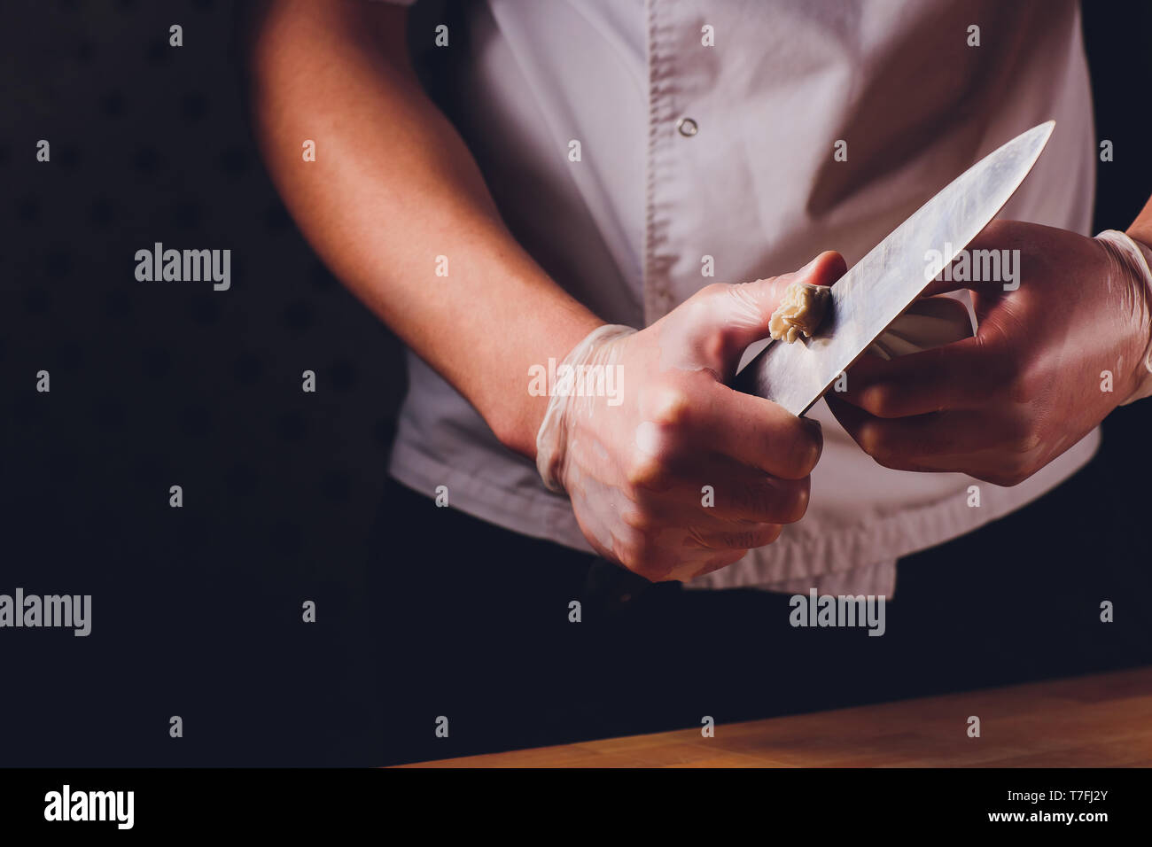 National Georgian cuisine Khinkali metal background Cook prepares ...