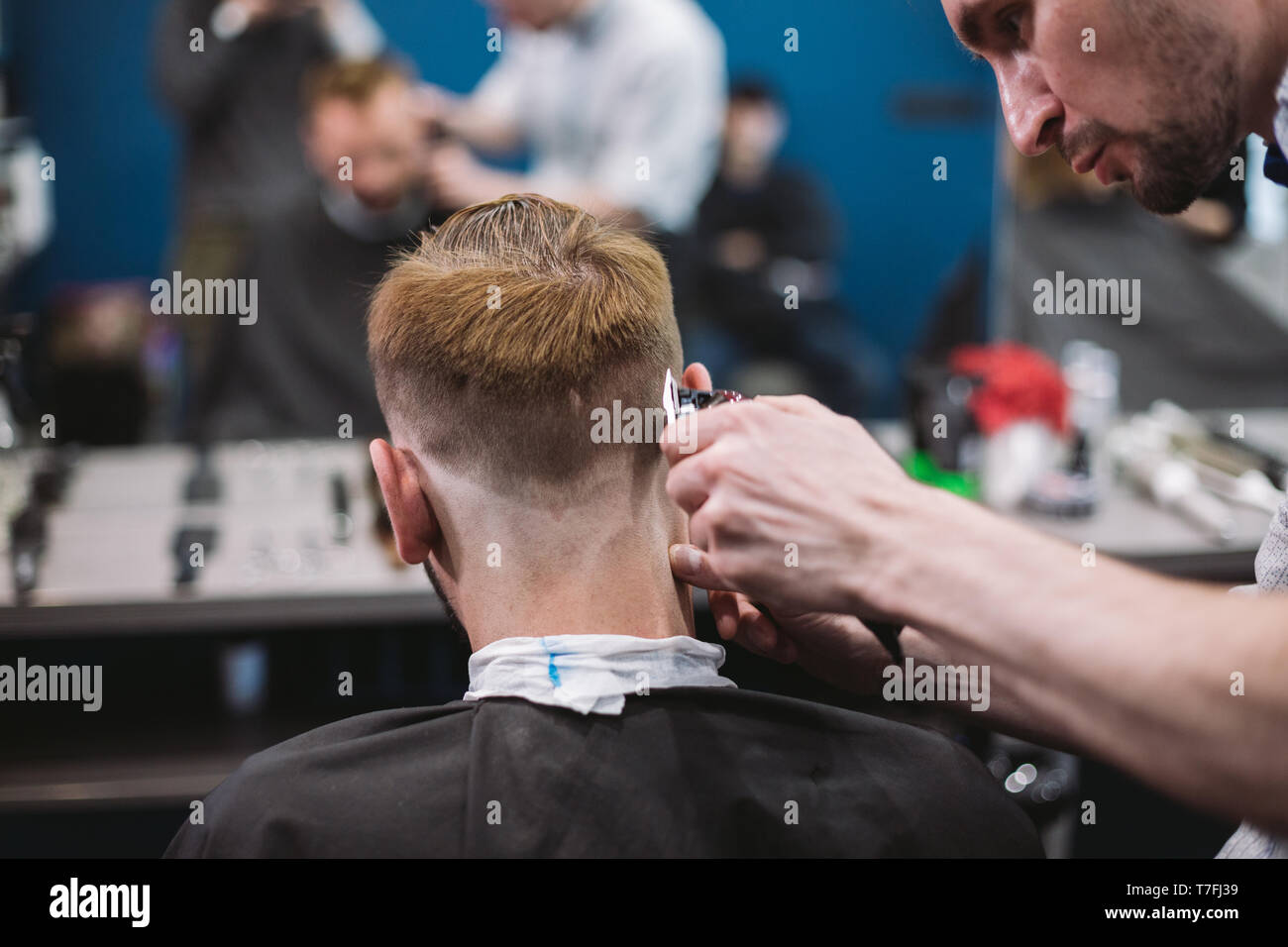 Hair cutting process close shot hi-res stock photography and images - Alamy