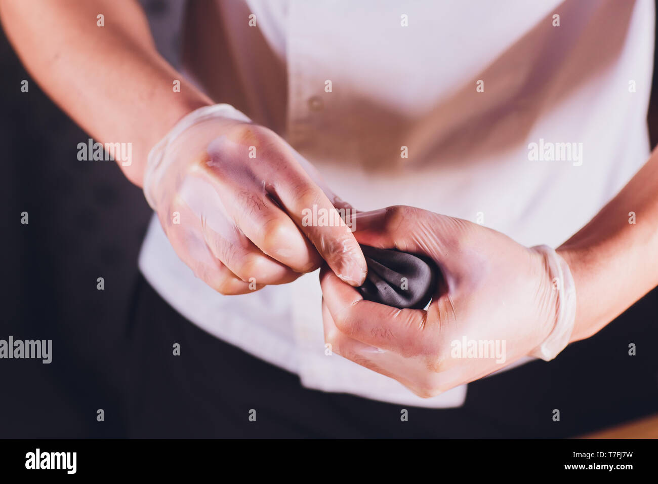 National Georgian cuisine Khinkali metal background Cook prepares ...