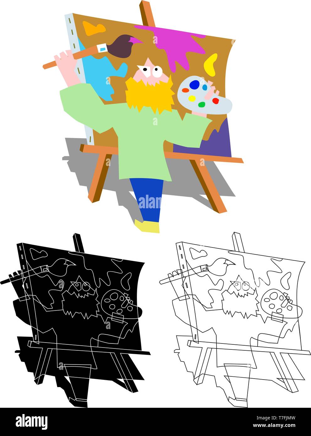 Painter Artist Cartoon Illustration High Resolution Stock Photography ...