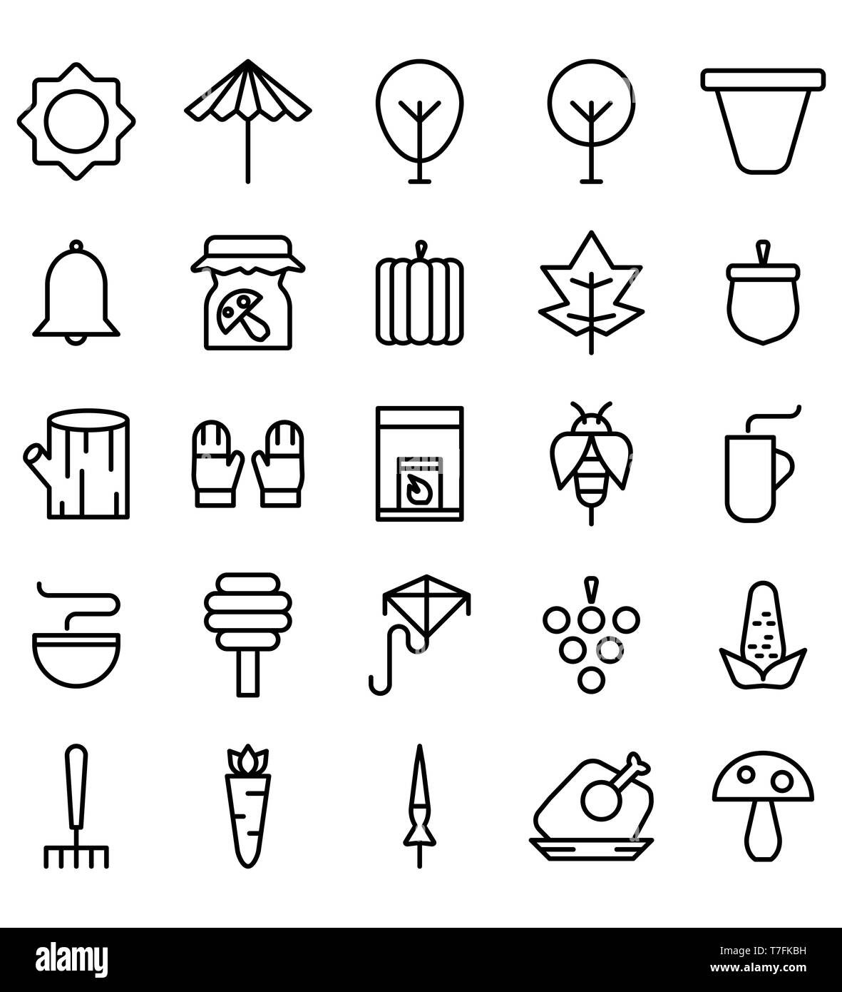 Fall Season Black Icon Logo Vector or Illustration. Editable Stroke and ...