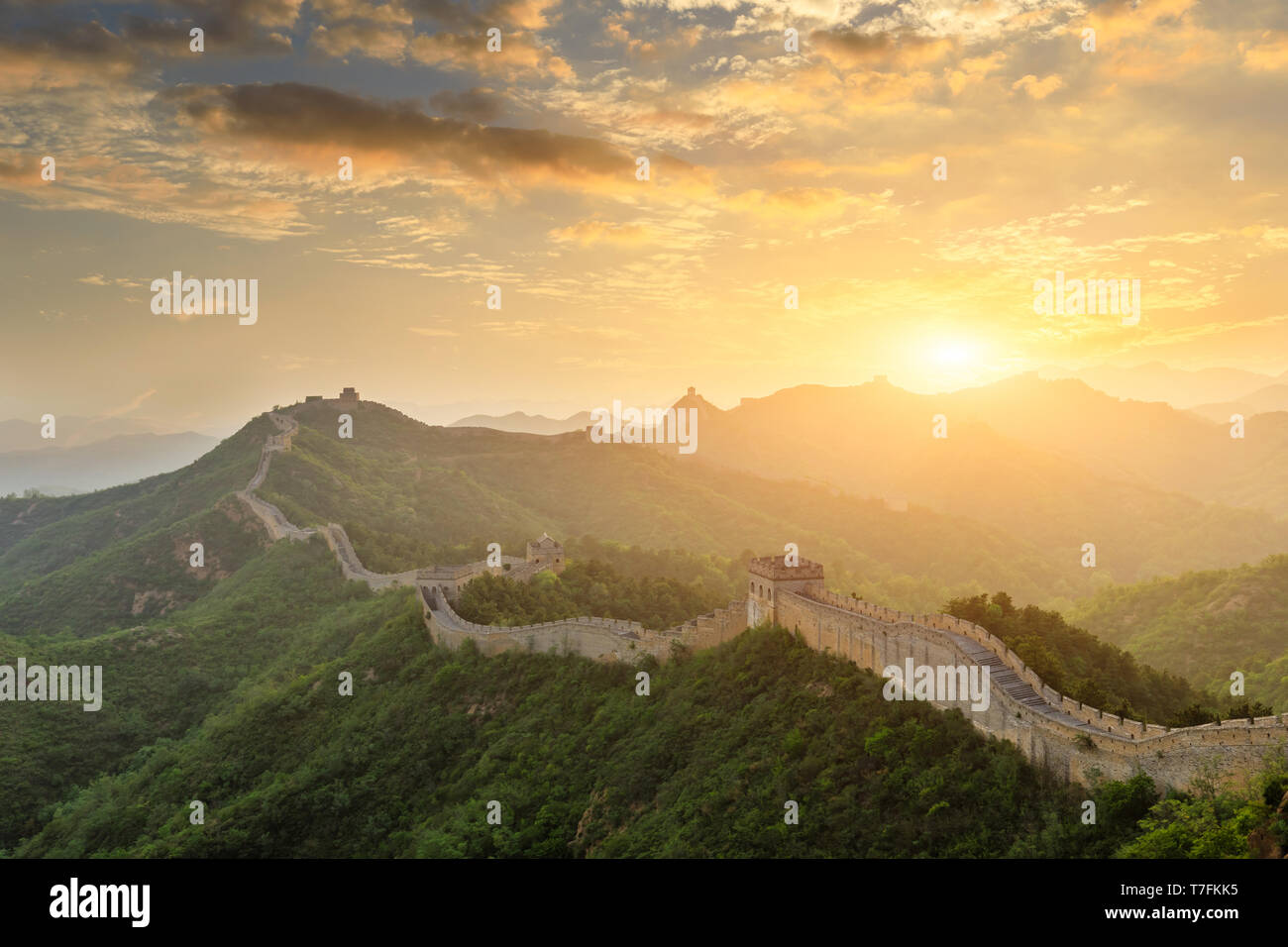 The Great Wall of China at sunset Stock Photo - Alamy