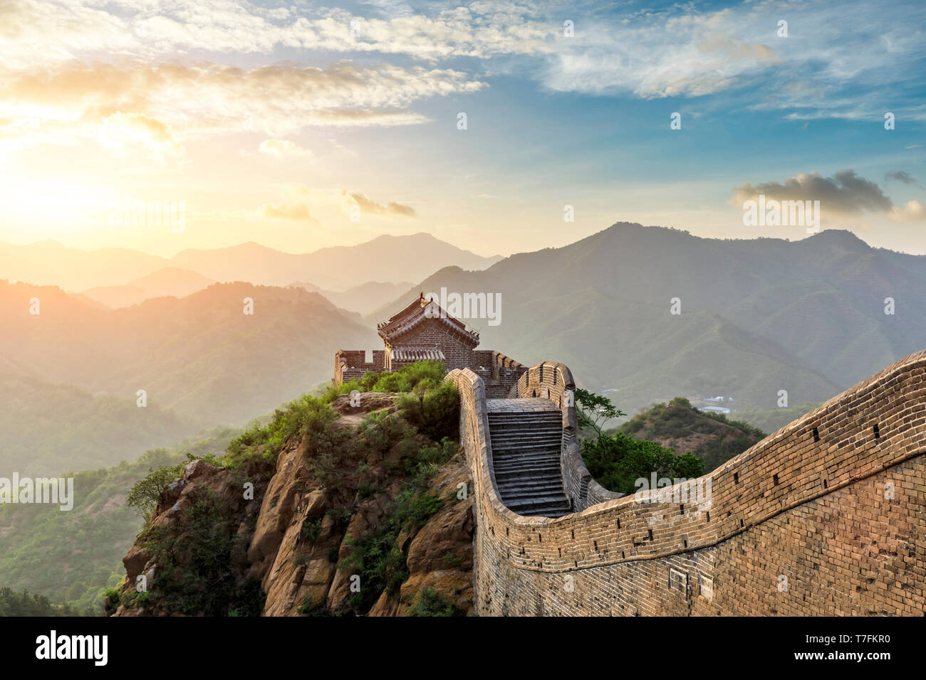 The Great Wall of China at sunset Stock Photo - Alamy