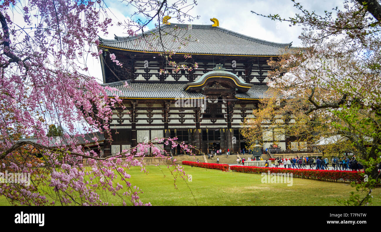 Nara, Japan - Apr 10, 2019. Ancient Buddhist temple Todai-ji with ...