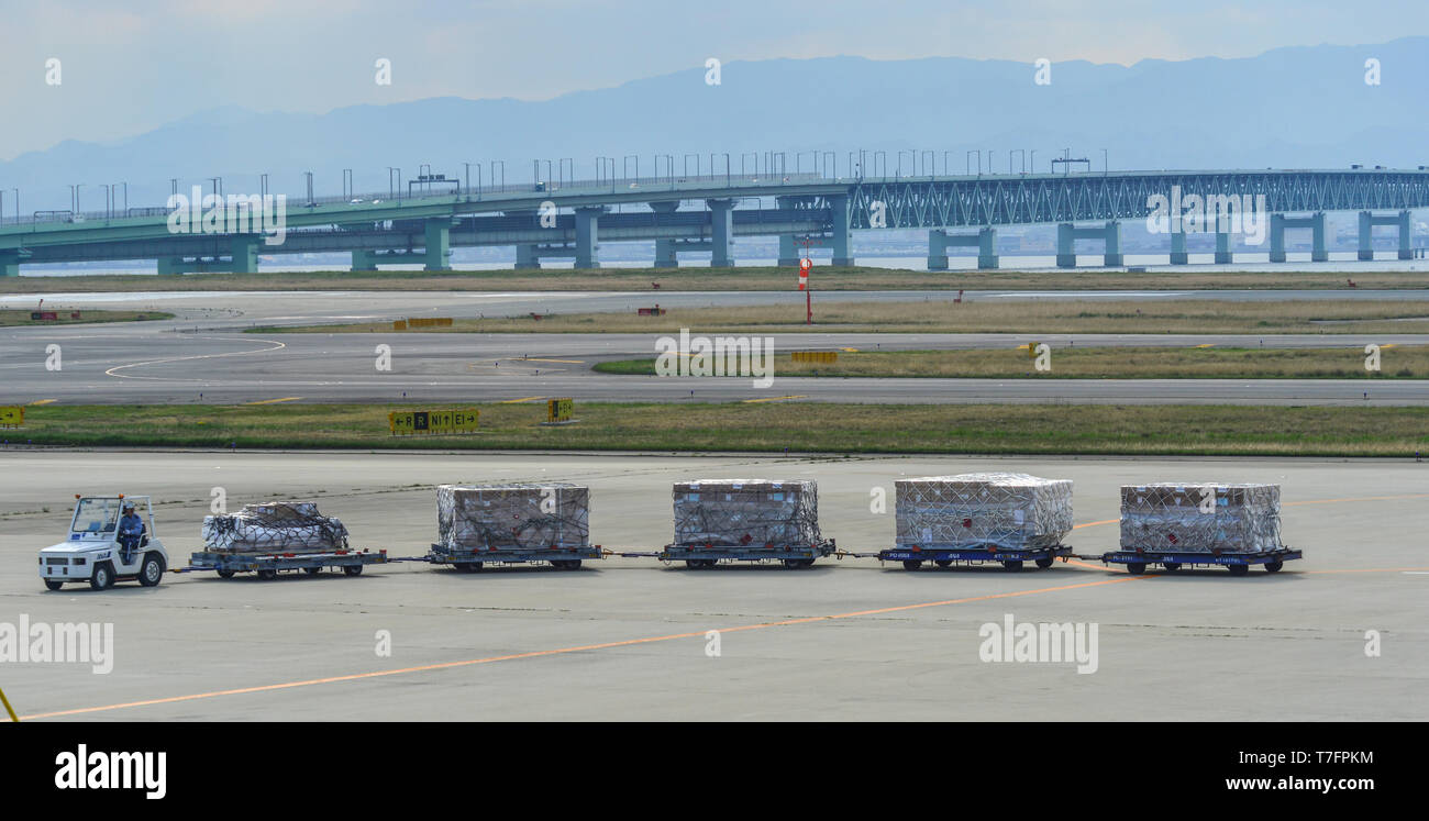 Osaka, Japan - Apr 19, 2019. Steel bridge connecting Kansai ...