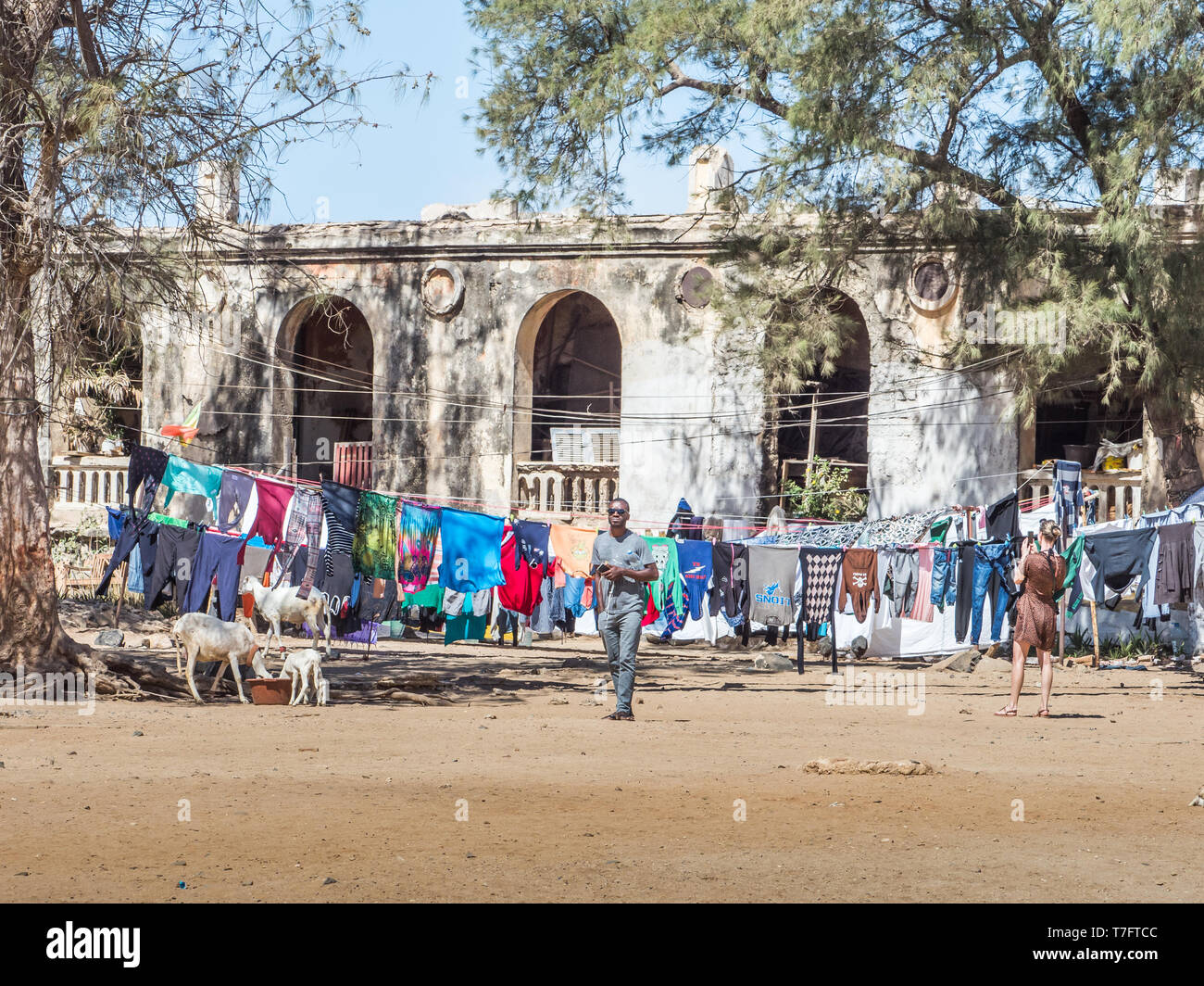 Goree, Senegal- February 2, 2019: Daily life on the island Goree. Gorée ...