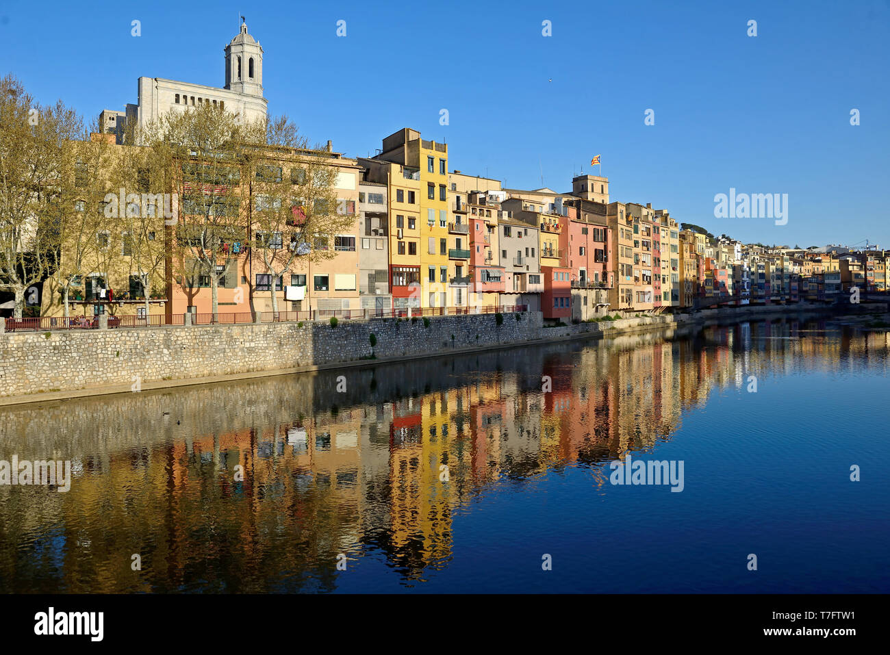 Spain, Catalonia: overview of the city of Girona and its traditional ...