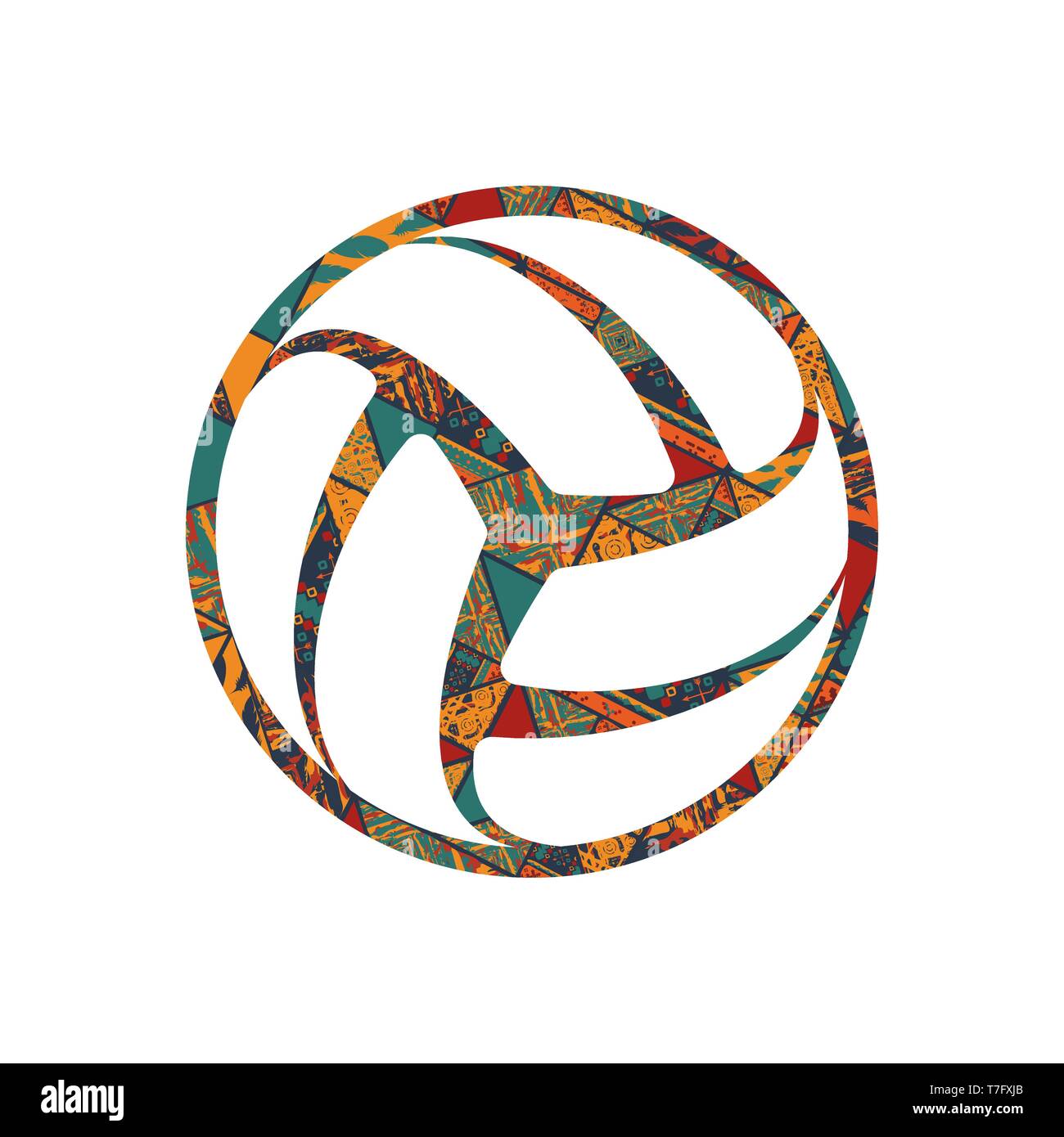 Abstract volleyball symbol with color pattern isolated on white ...