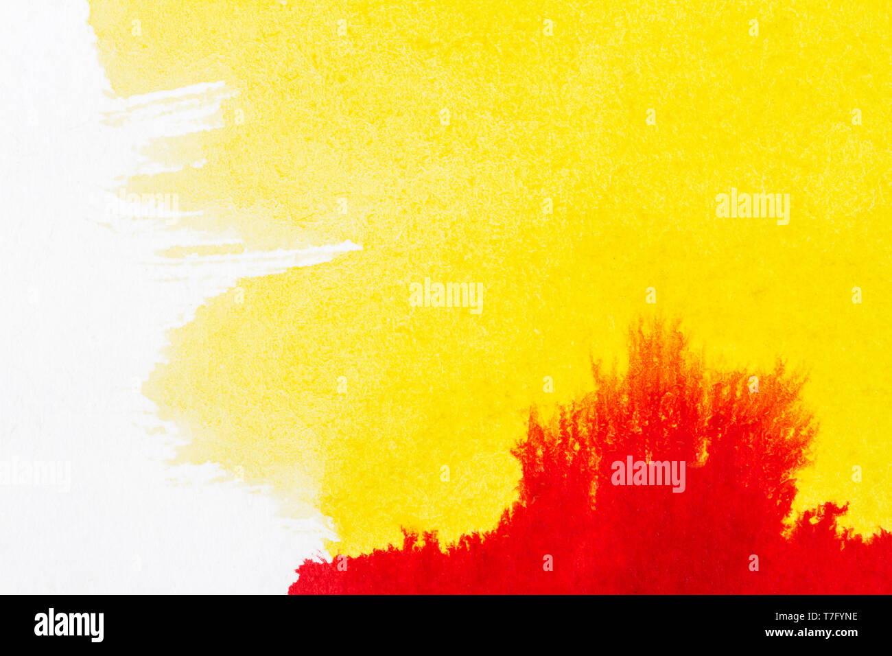 Abstract hand drawn yellow and red watercolor paints background Stock ...