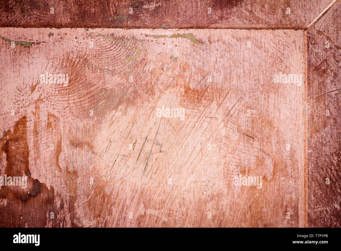 Scratched dirty dusty copper plate texture, old metal background ...