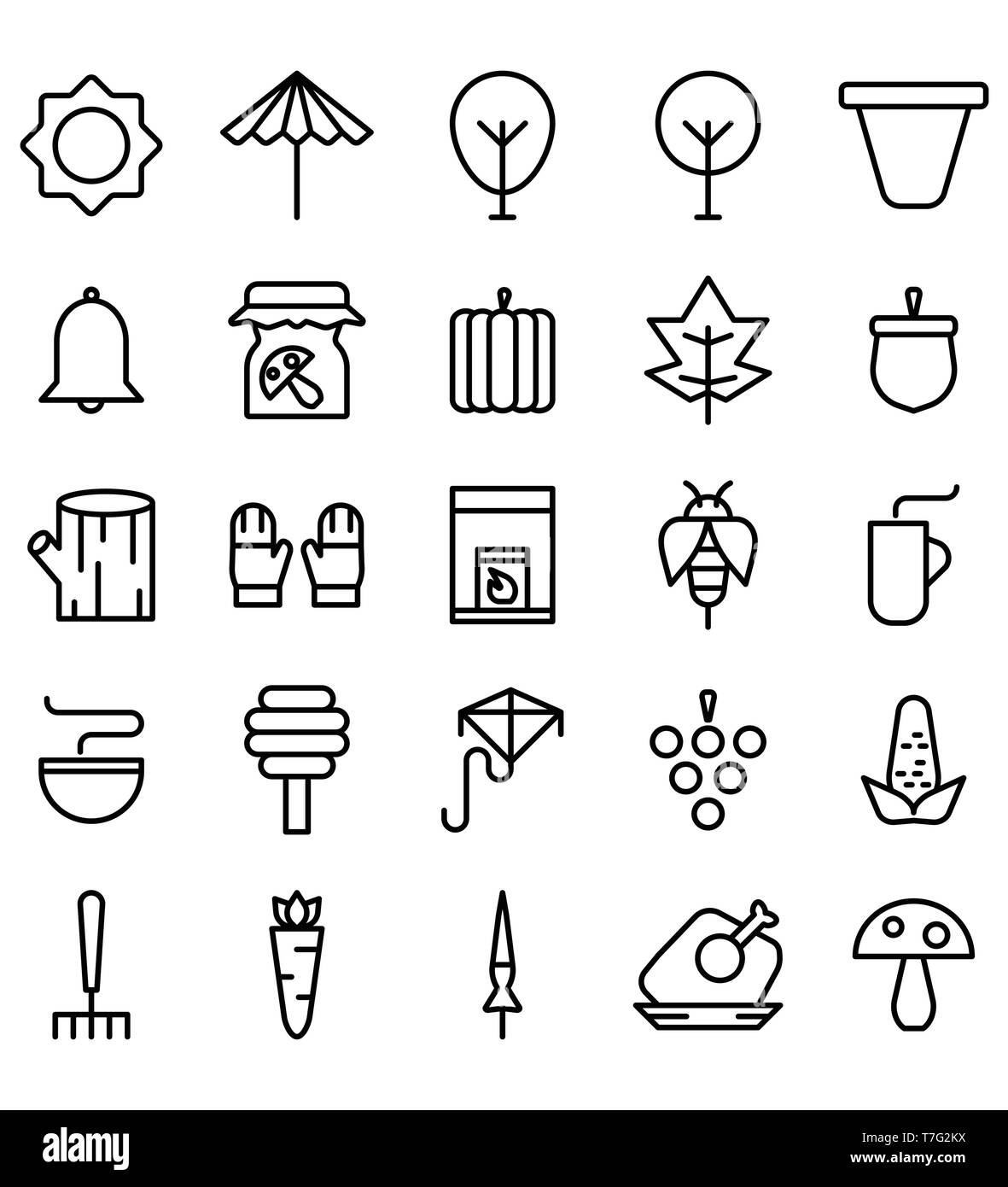 Fall Season Black Icon Logo Vector or Illustration. Editable Stroke and ...