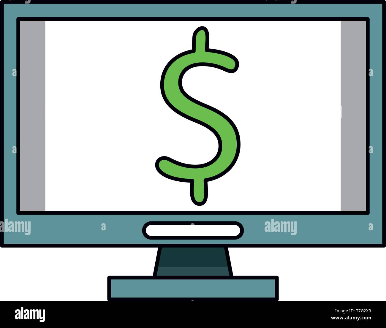 Computer screen with money symbol isolated Stock Vector Image & Art - Alamy