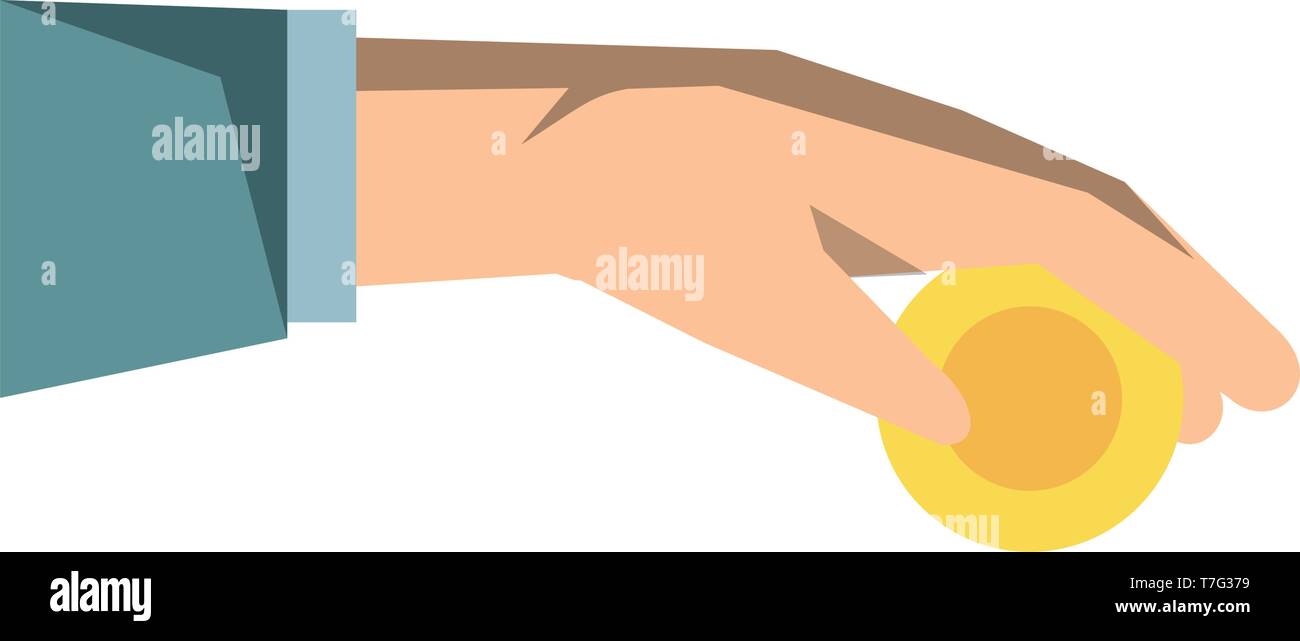 Hand with coin isolated cartoon Stock Vector Image & Art - Alamy