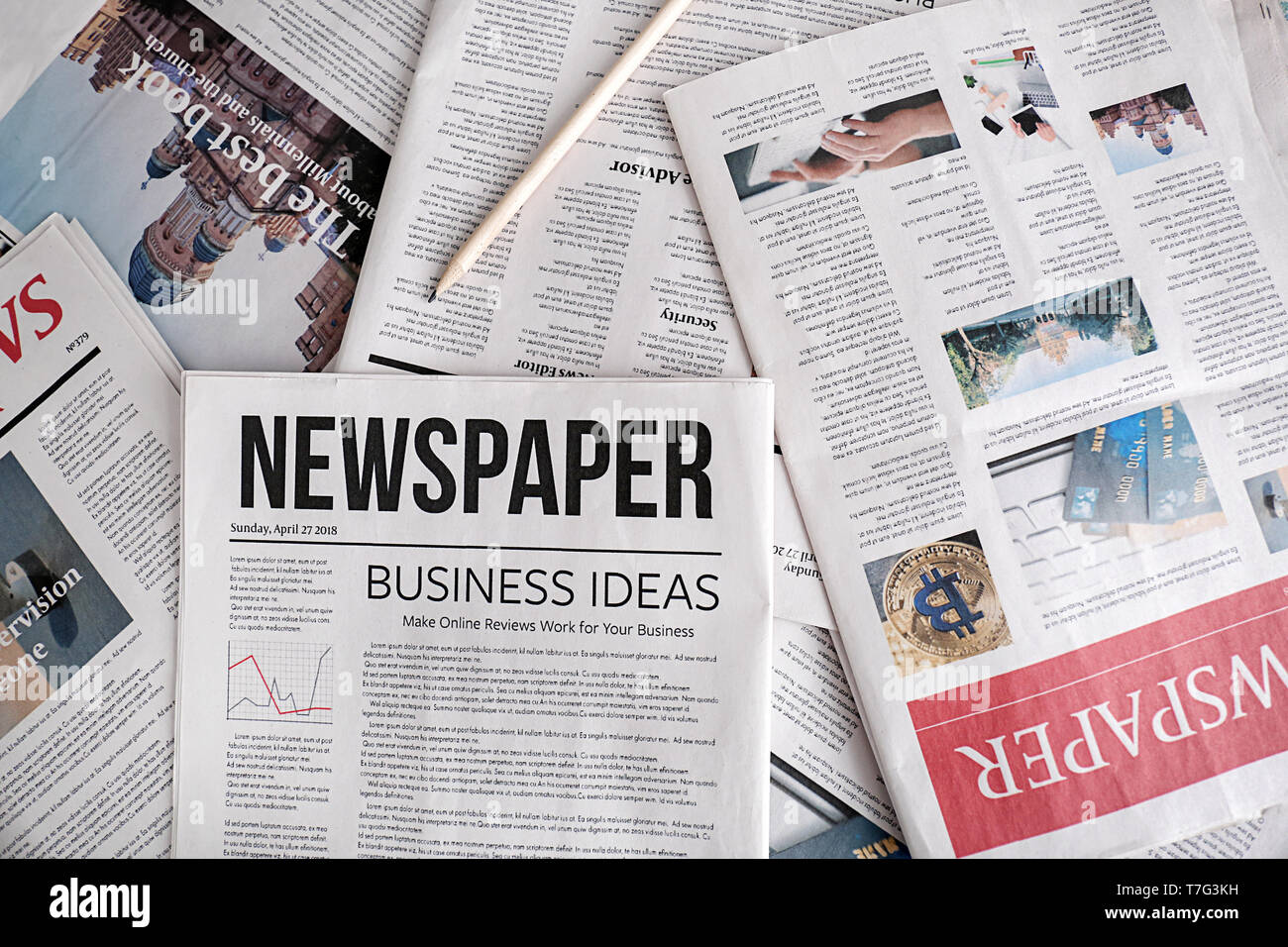 Many newspapers, top view Stock Photo - Alamy
