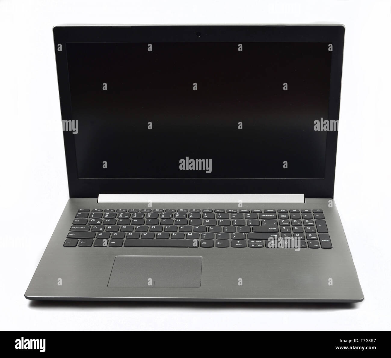 Stylish modern laptop isolated on white background Stock Photo - Alamy