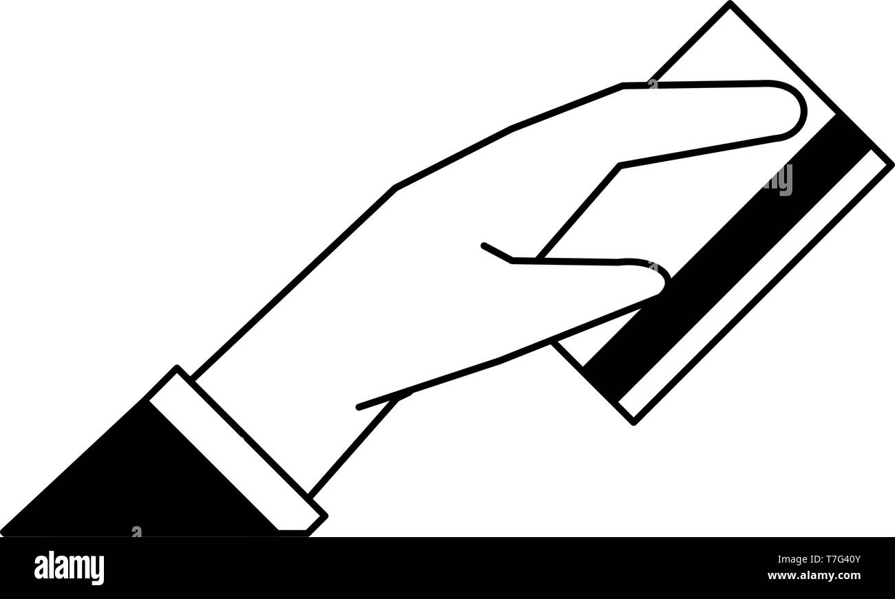 Hand with credit card cartoon black and white Stock Vector Image & Art ...
