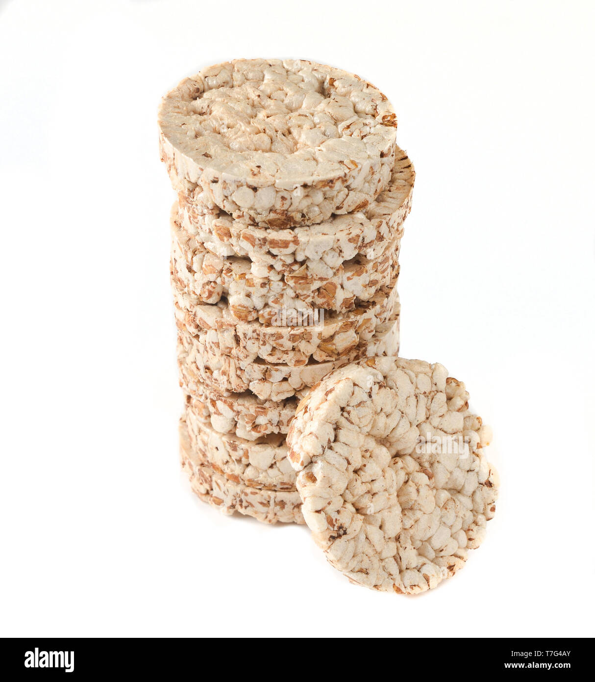 Crispy round dietary buckwheat rice fitness bread isolated on white ...