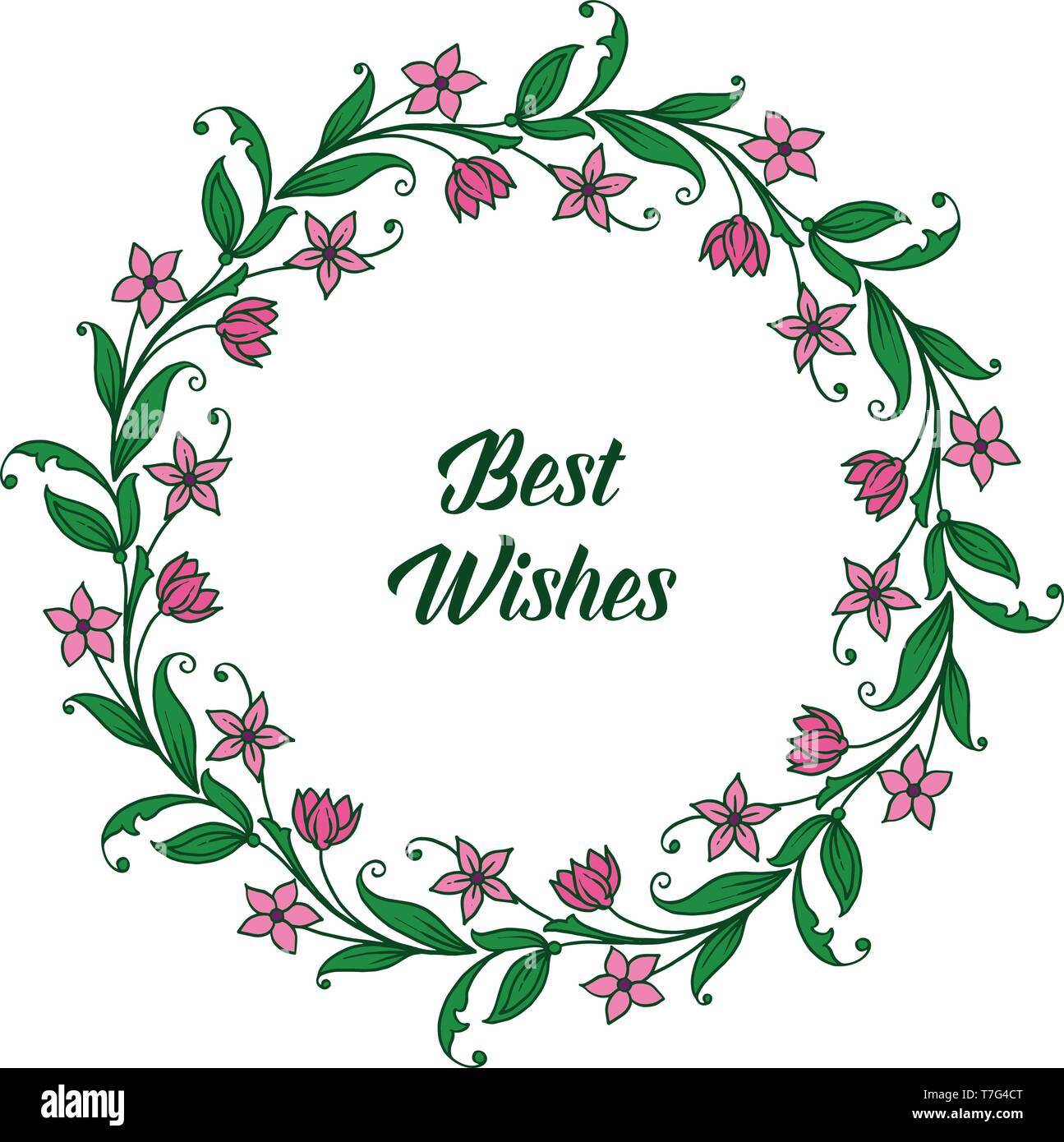 Vector illustration greeting card best wishes with pattern purple ...