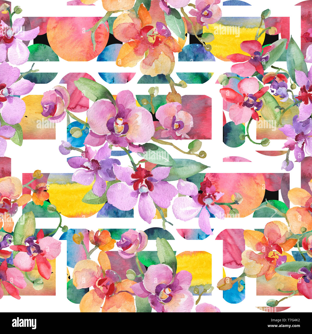 Orchid bouquets floral botanical flowers. Watercolor background ...