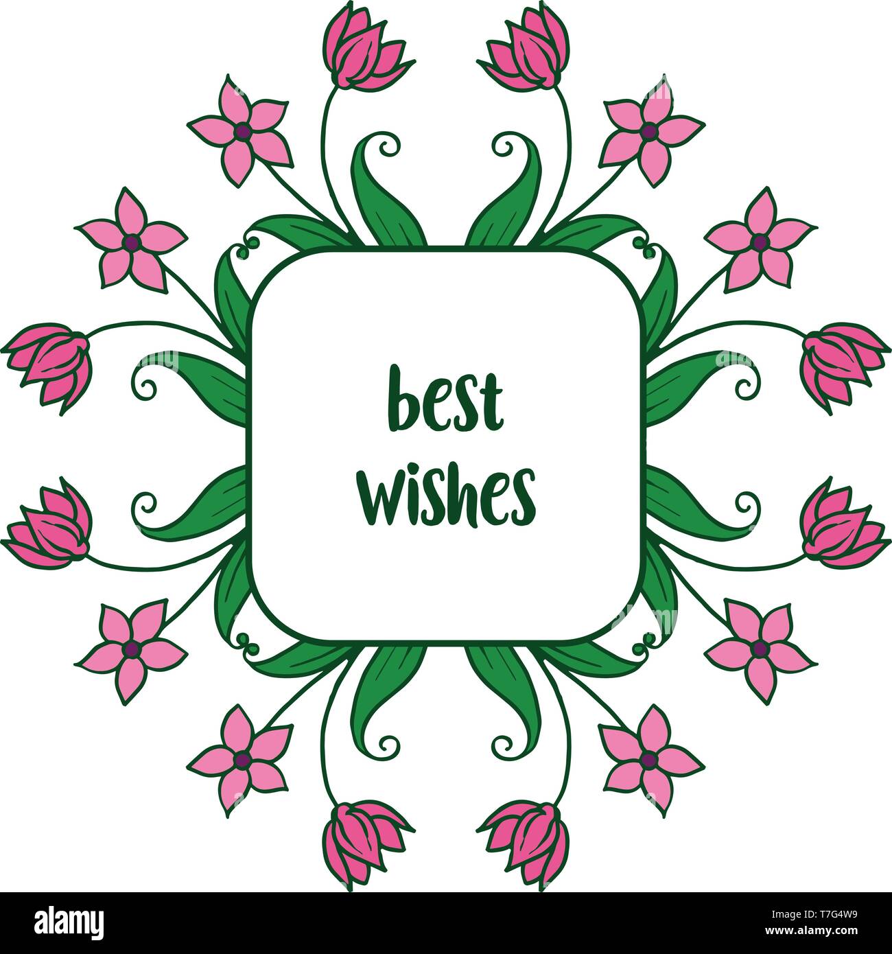 Vector illustration template best wishes with ornate of purple floral ...