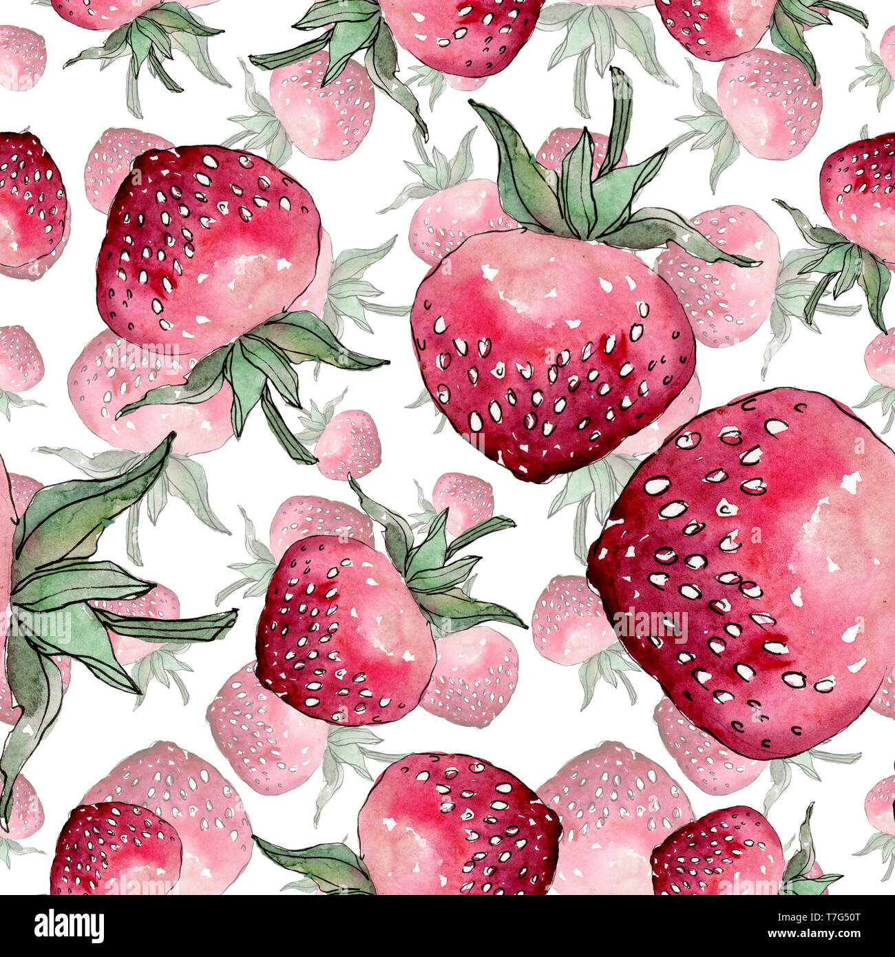 Strawberry healthy food. Watercolor background illustration set ...