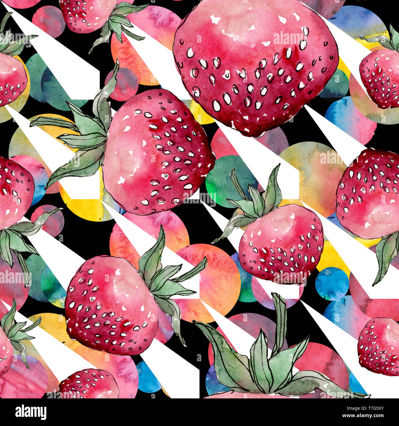 Strawberry healthy food. Watercolor background illustration set ...
