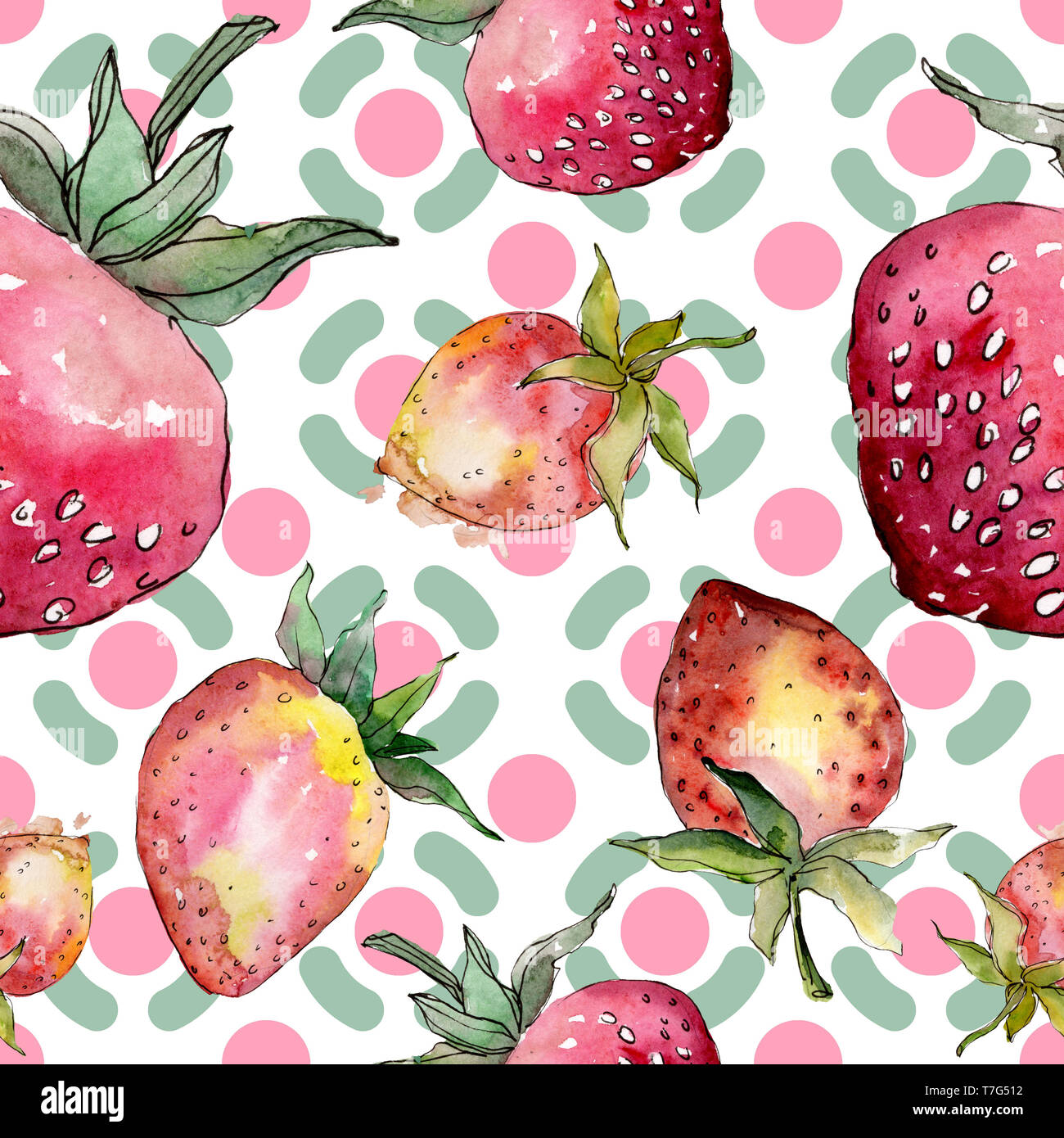 Strawberry healthy food. Watercolor background illustration set ...