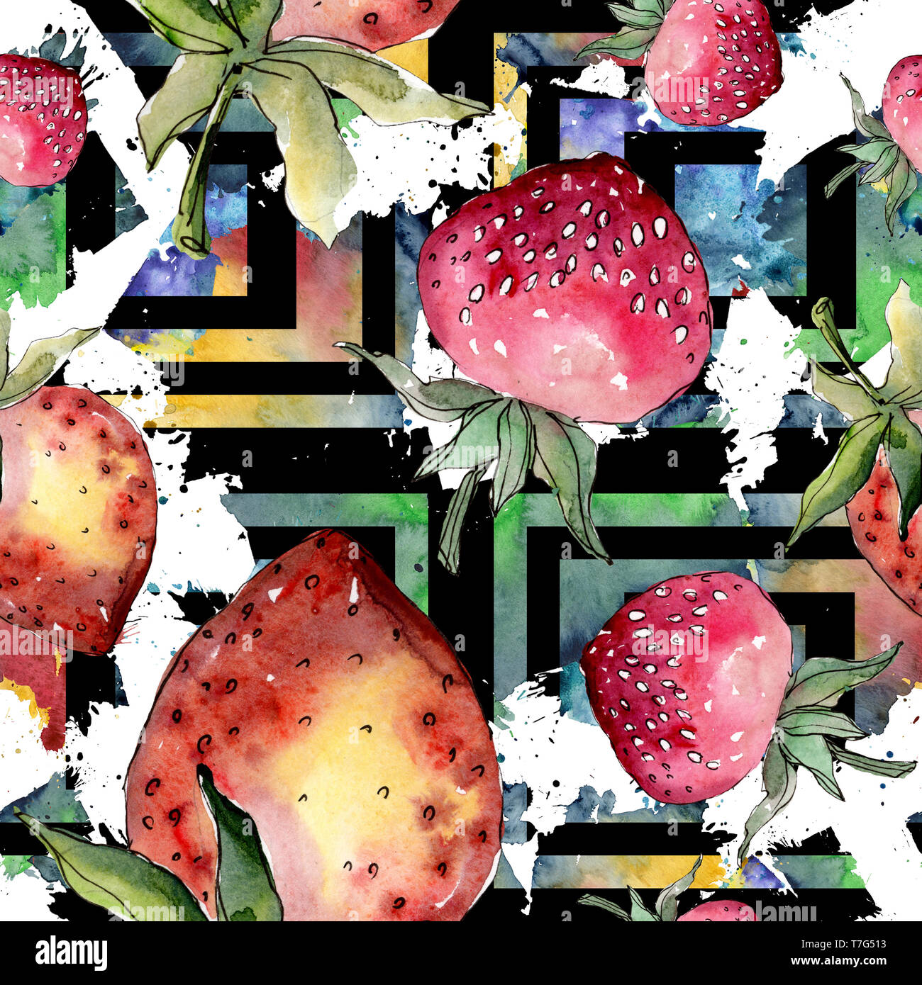 Strawberry healthy food. Watercolor background illustration set ...