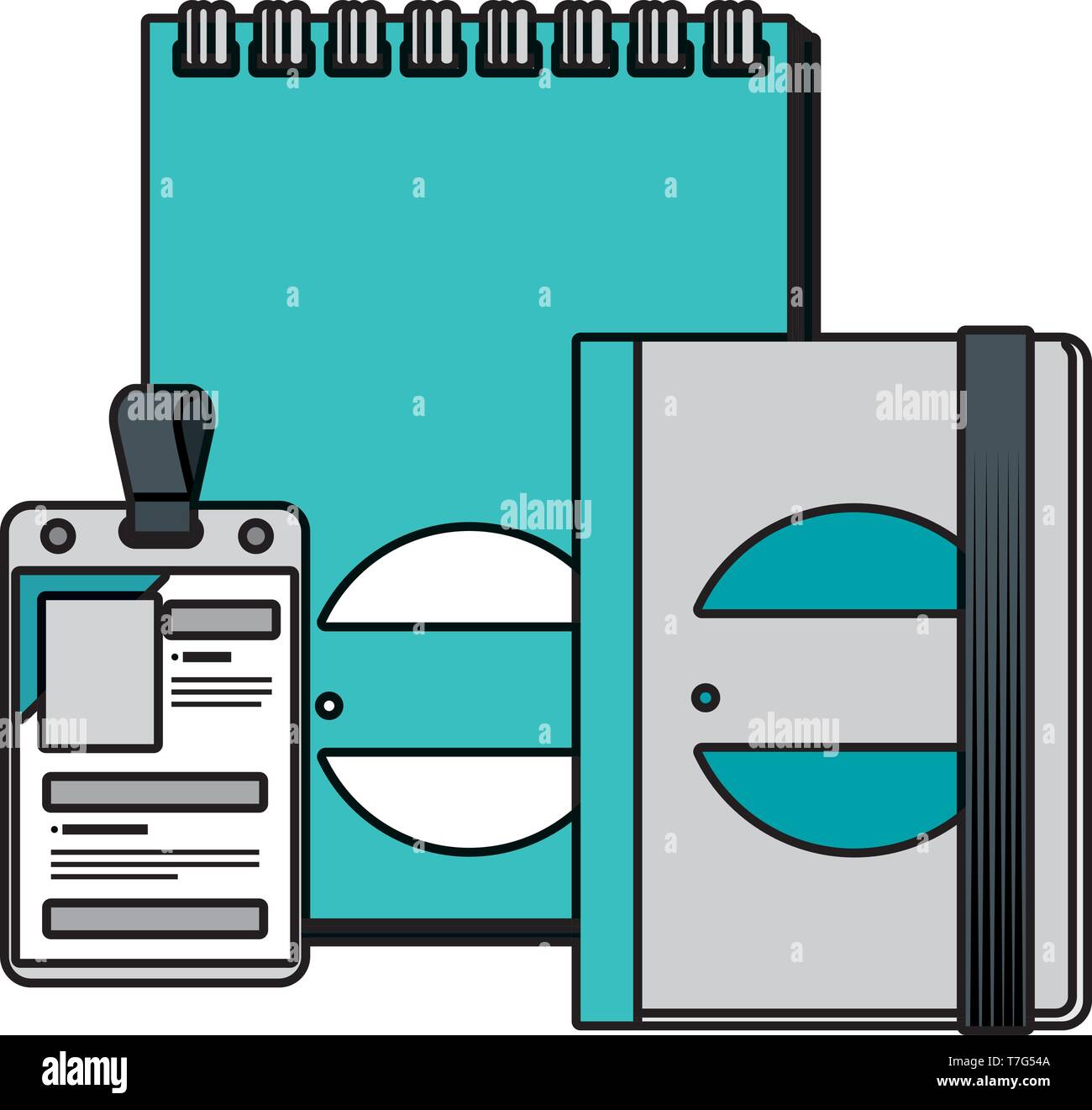 identification badge and notepad with company emblem Stock Vector Image ...