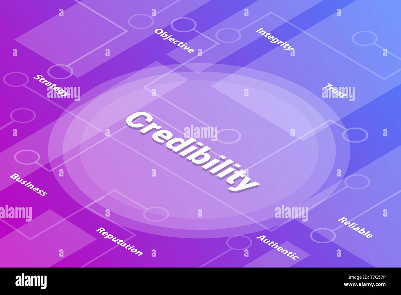 credibility words isometric 3d word text concept with some related text ...