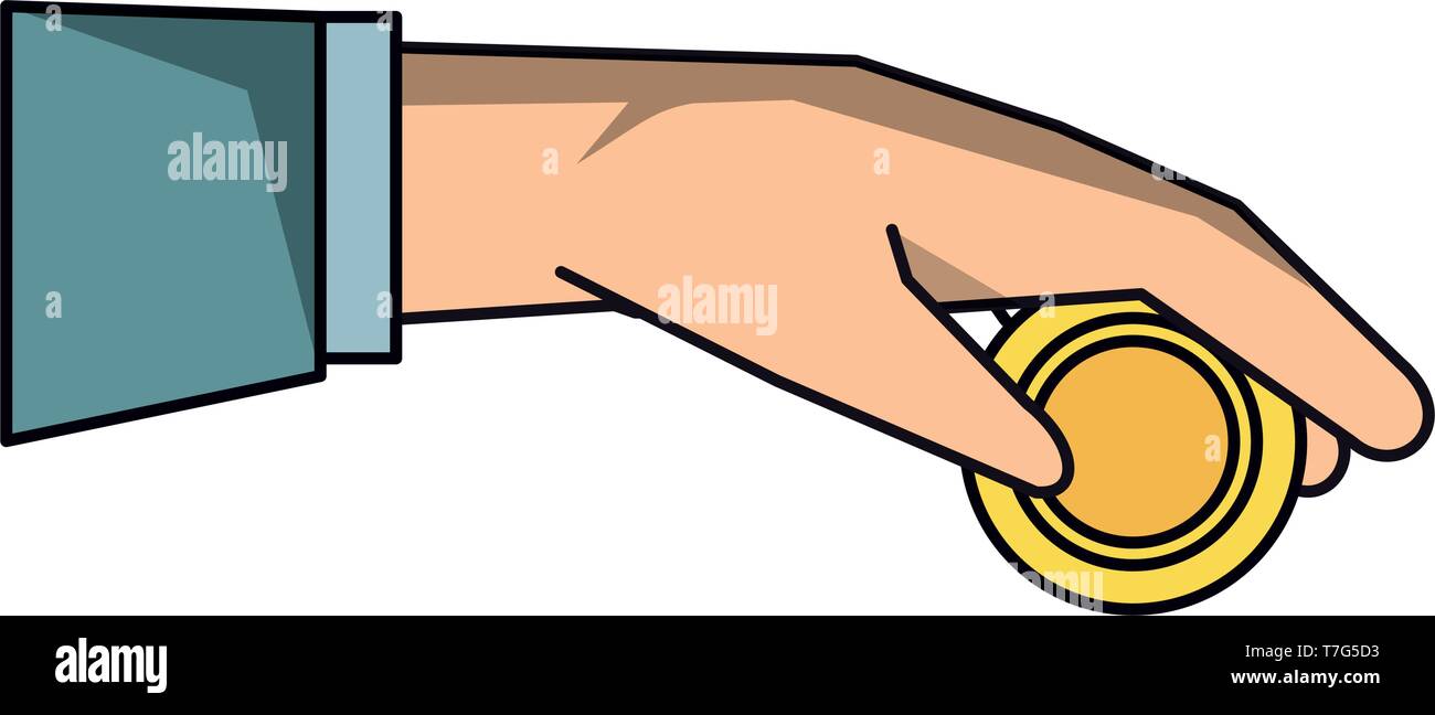 Hand with coin isolated cartoon Stock Vector Image & Art - Alamy