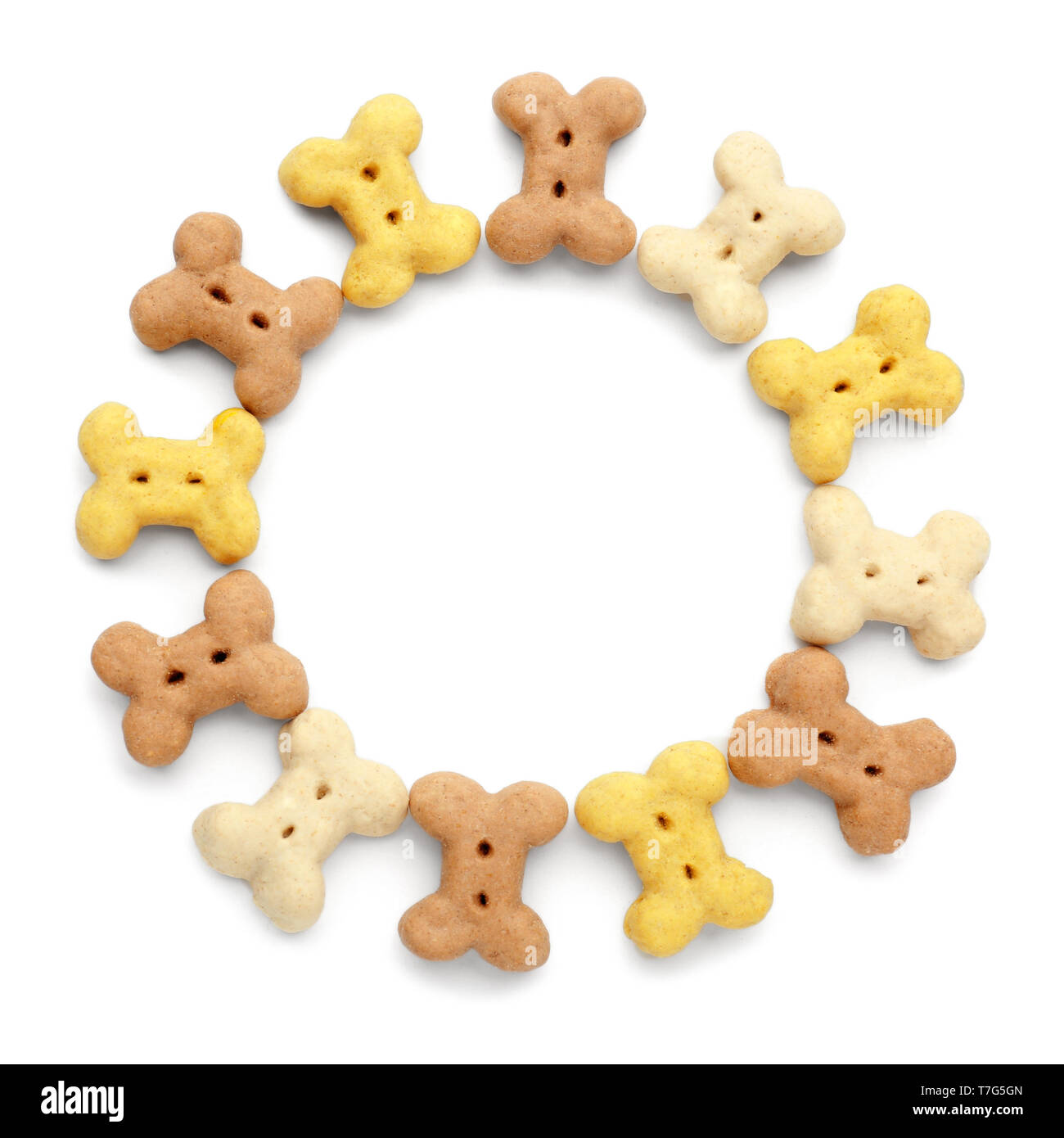 Circle made of dry pet food on white background Stock Photo - Alamy