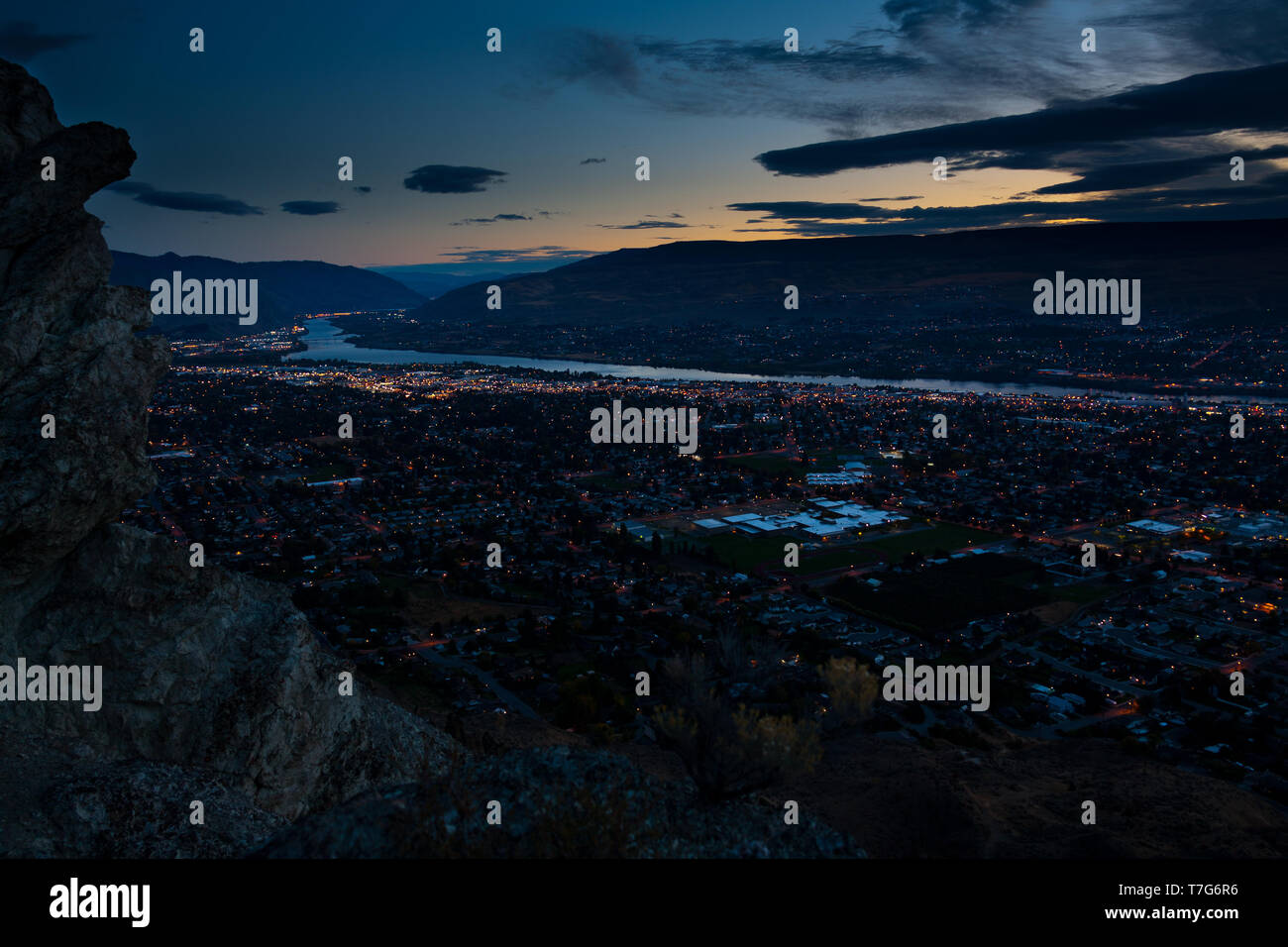 Early morning before sunrise at the confluence of the Wenatchee and ...