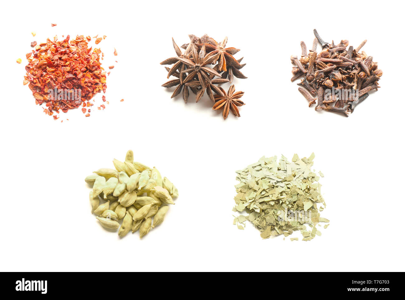 Different kinds of spices on white background Stock Photo - Alamy
