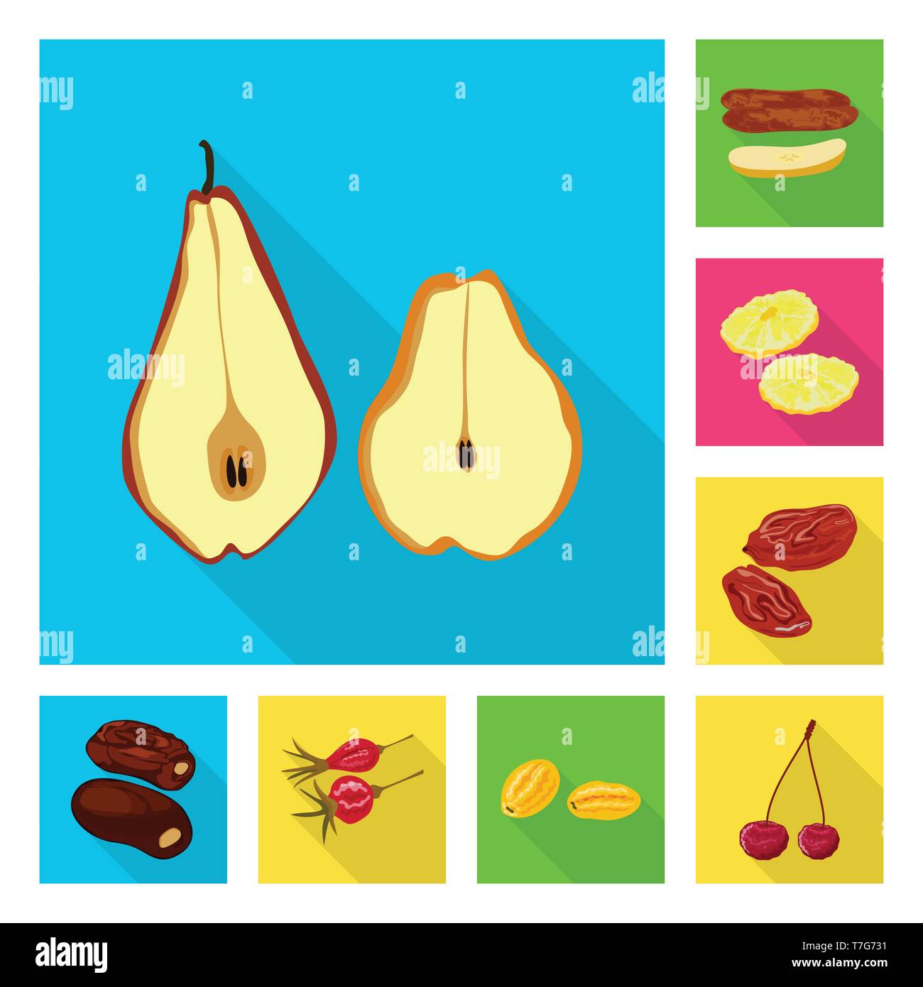 Vector design of fruit and dried logo. Set of fruit and food stock ...