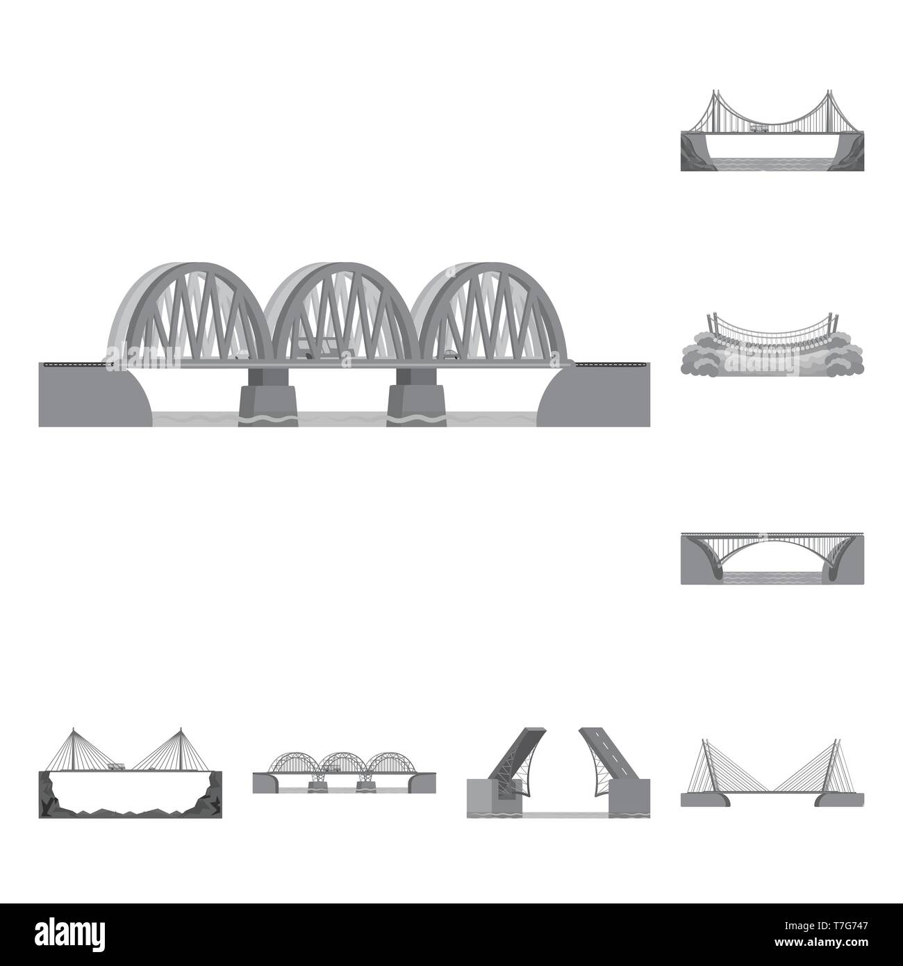Vector design of design and construct symbol. Set of design and bridge ...