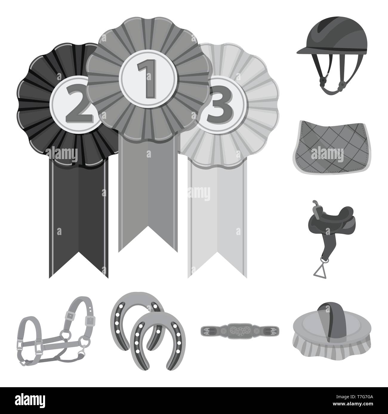 Vector illustration of race and horse symbol. Set of race and racing ...