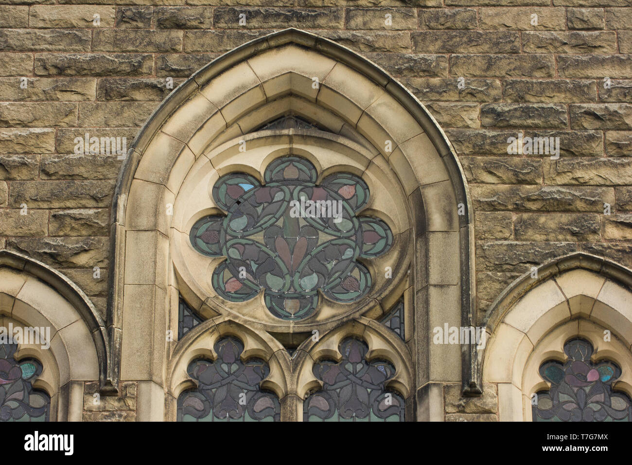 Window from an old church building in Cromford, Derbyshire Peak ...